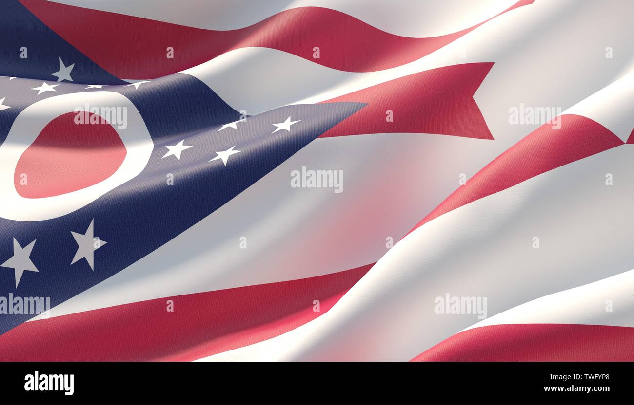 Flag of Ohio - United States of America states flags collection. 3D ...