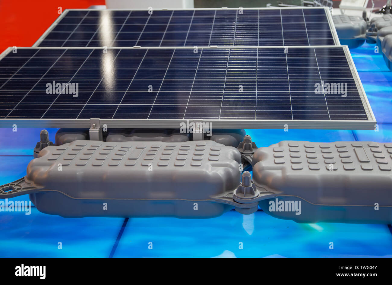 Floating solar cell for installation in solar farm Stock Photo - Alamy
