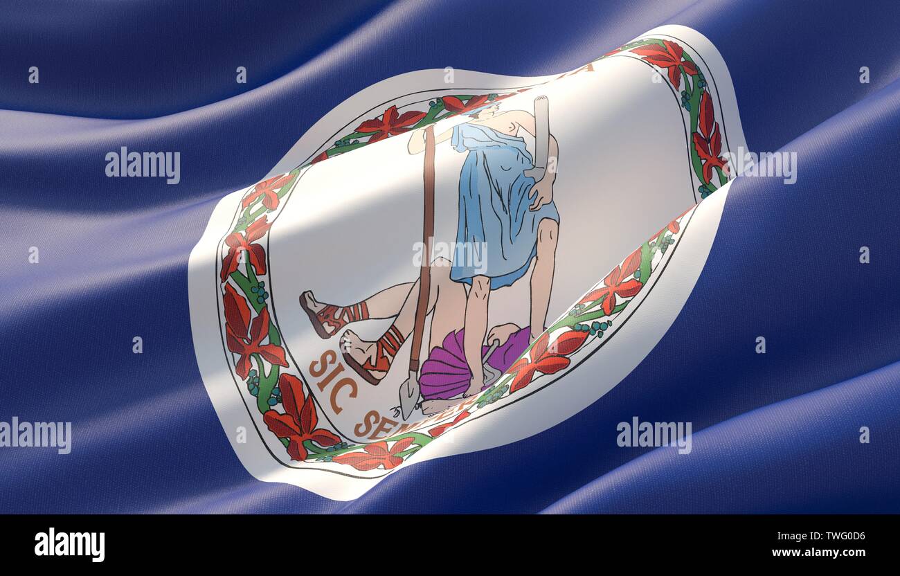 Flag of Virginia - United States of America states flags collection. 3D ...