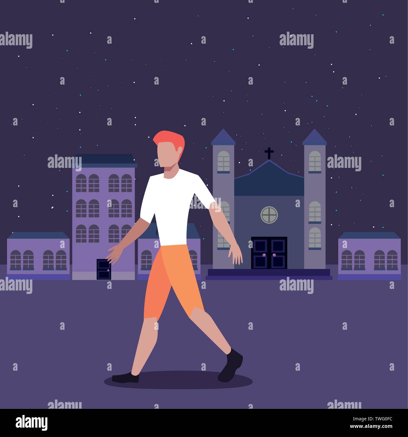 man walking in the city street vector illustration Stock Vector Image ...