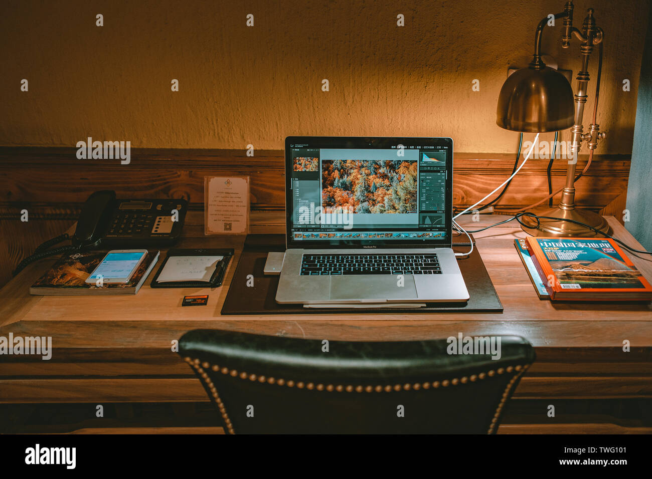 Computer telephone desk office hotel hi-res stock photography and ...