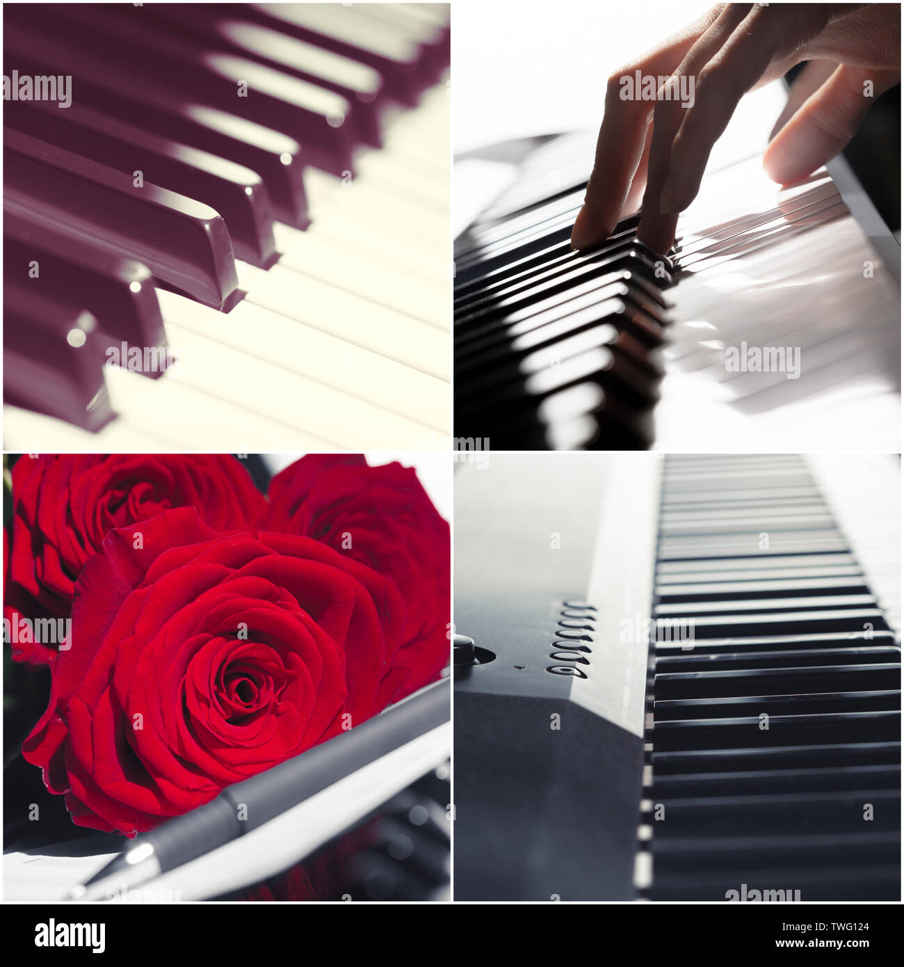 Piano keyboard close up. collage Stock Photo - Alamy