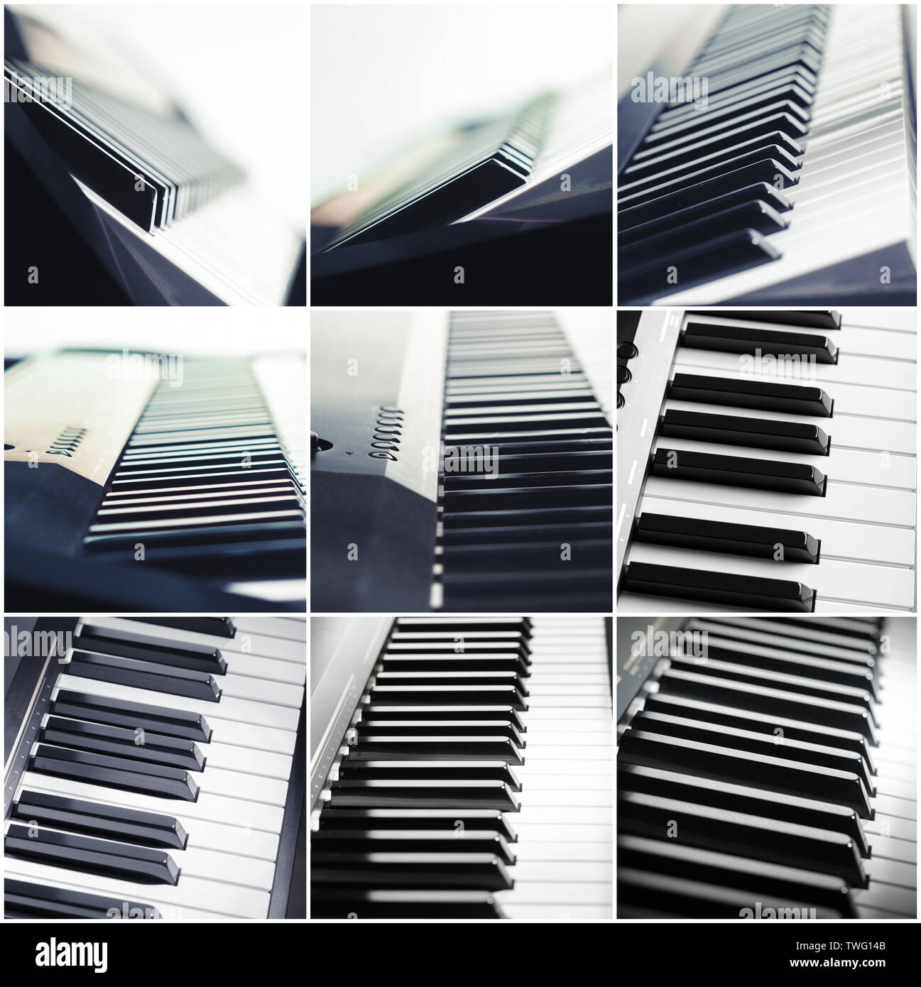 Piano keyboard close up. collage Stock Photo - Alamy