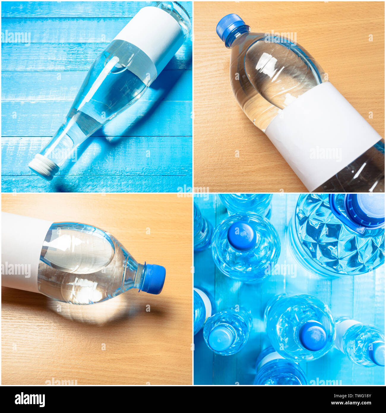 water bottle on the wooden table Stock Photo - Alamy