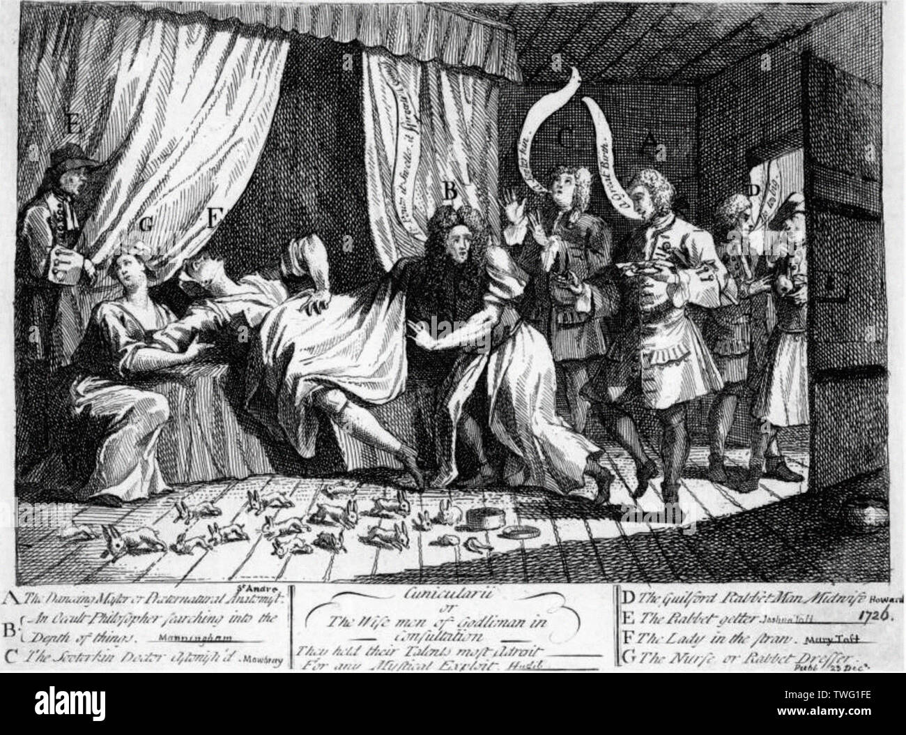 William Hogarth - Mary Toft Apparently Giving Birth Rabbits 1726 Stock ...