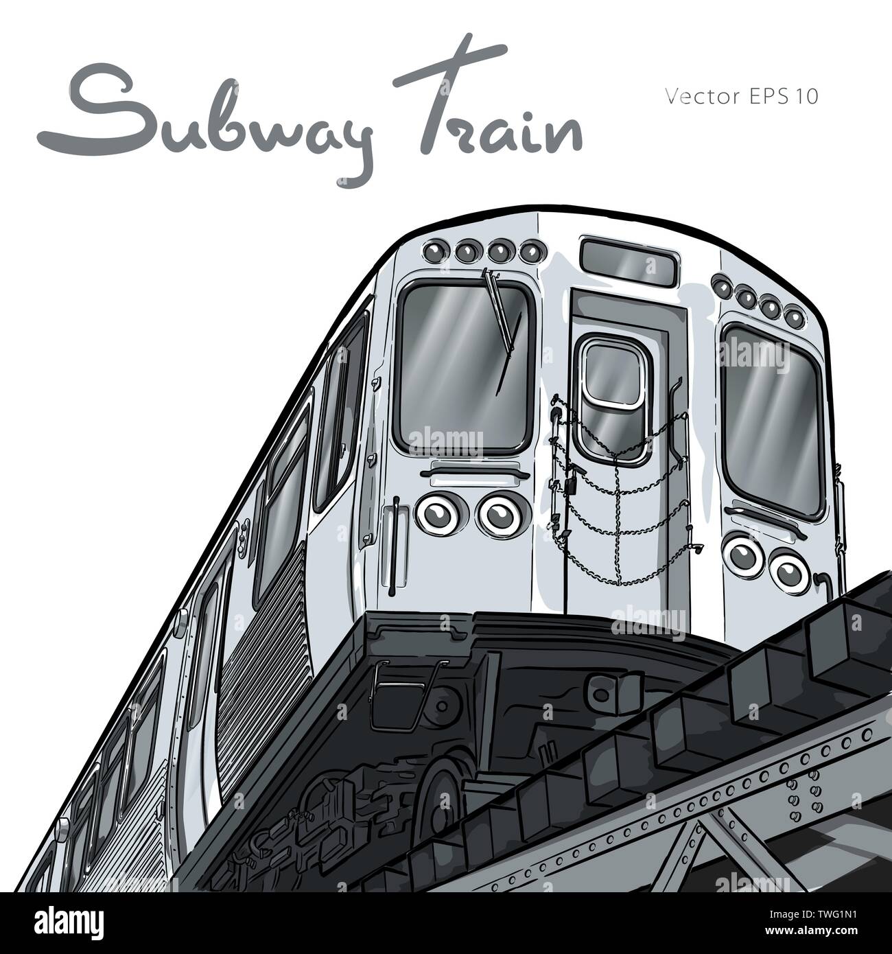 Subway train. Hand drawn sketch vector illustration Stock Vector Image ...