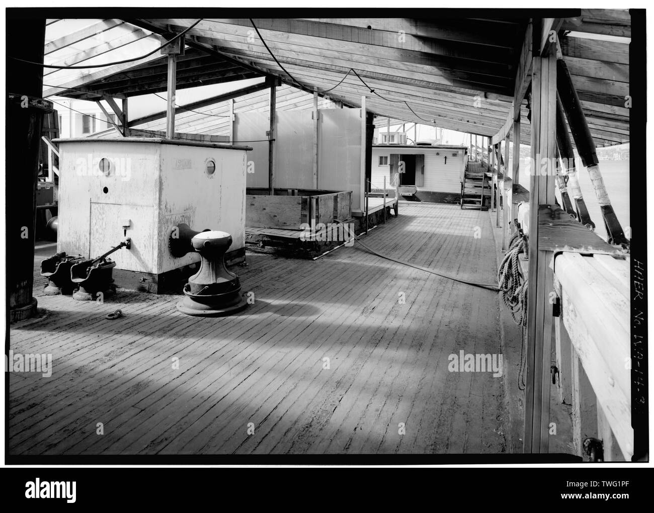 Port side of main deck, view aft from mainmast - Schooner WAWONA, 1018 ...