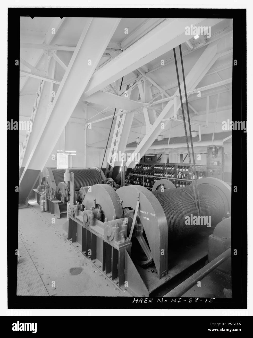 Portal Crane P-52 - Interior view showing hoist mechanisms - U.S. Naval ...