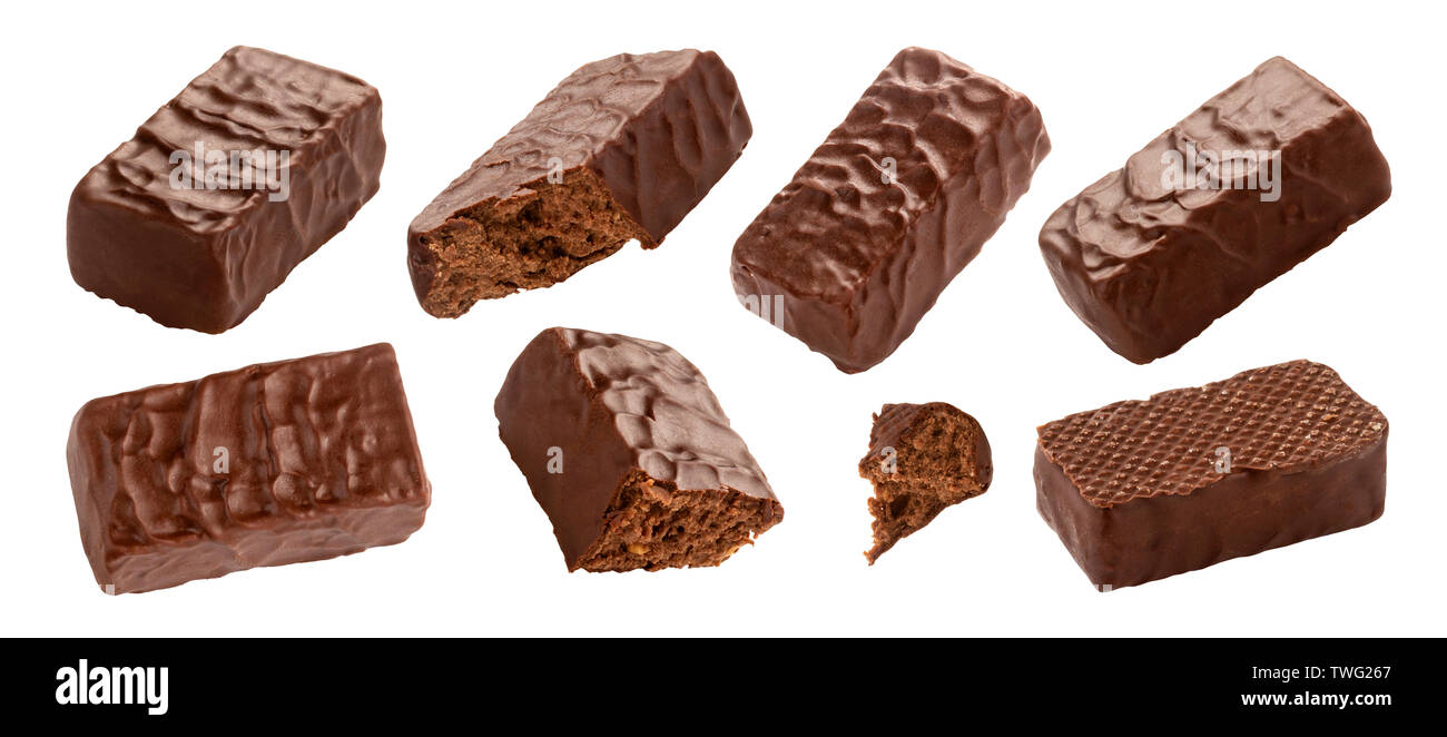 Small chocolate bar, chocolate covered candy isolated on white ...