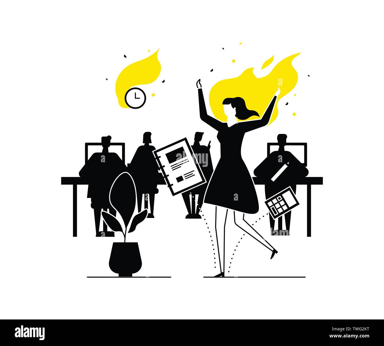 Job burnout - modern flat design style illustration Stock Vector Image ...