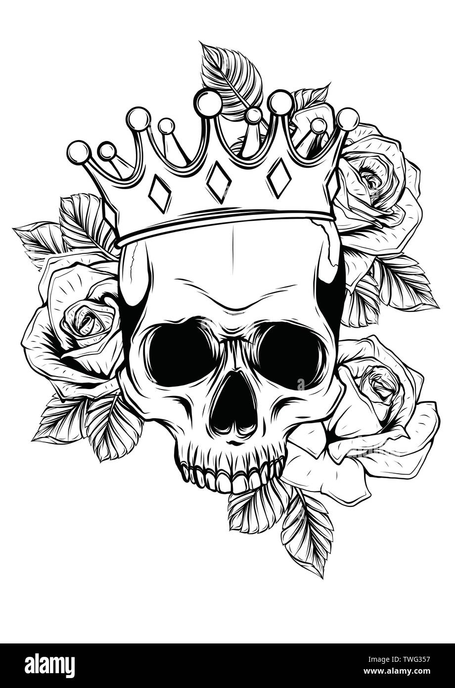 Skull Wearing Crown Drawing