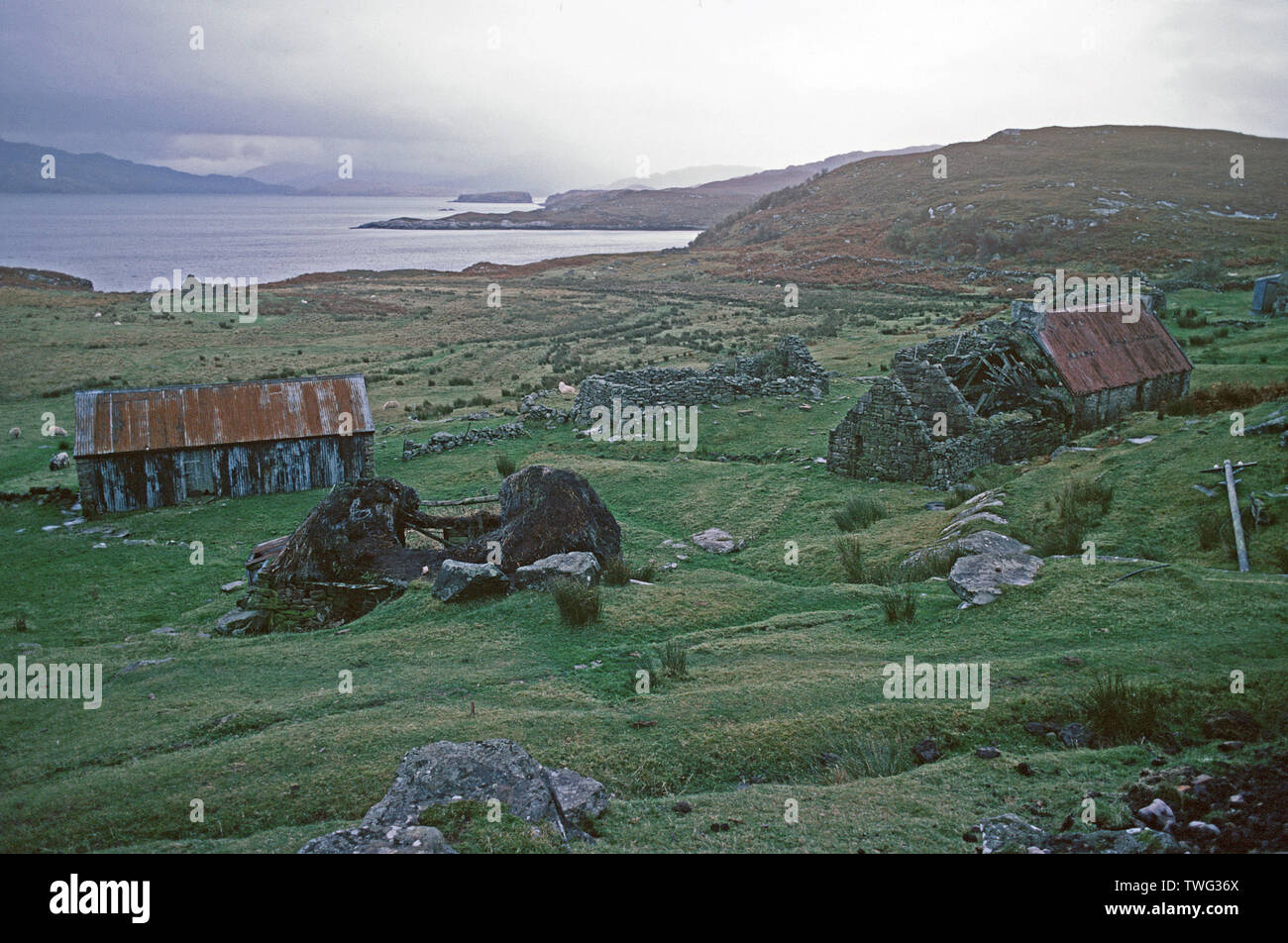 Abandoned crofts on the Applecross peninsula, West Highlands of ...