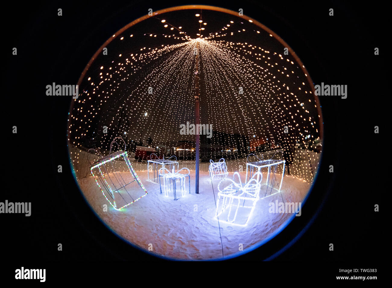 Christmas and color illumination through the lens Stock Photo - Alamy