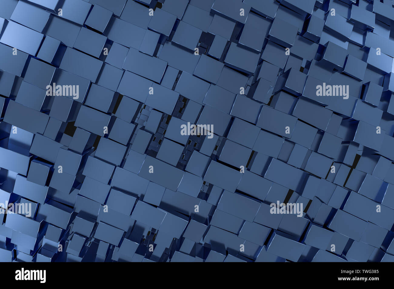 Three dimensional rendering, blue block metal background Stock Photo ...