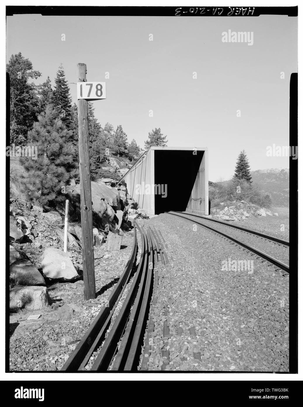 Prefabricated concrete snowshed at east end of Tunnel 37, view to west ...