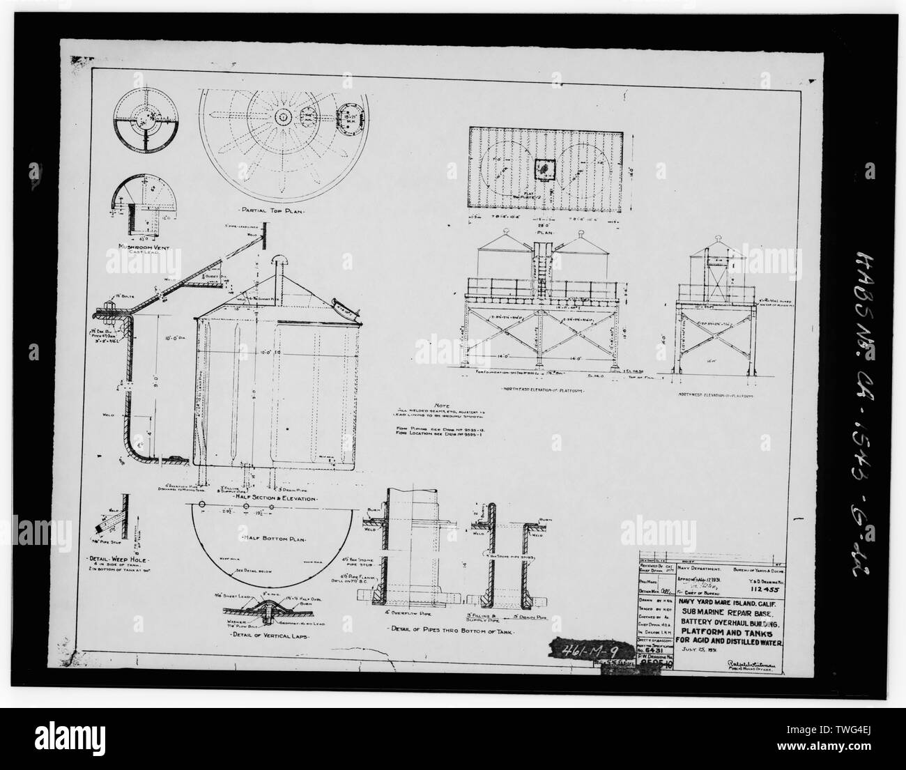 Public Works Department Drawing 461-M-9 (1931), 'Platform and Tanks For ...