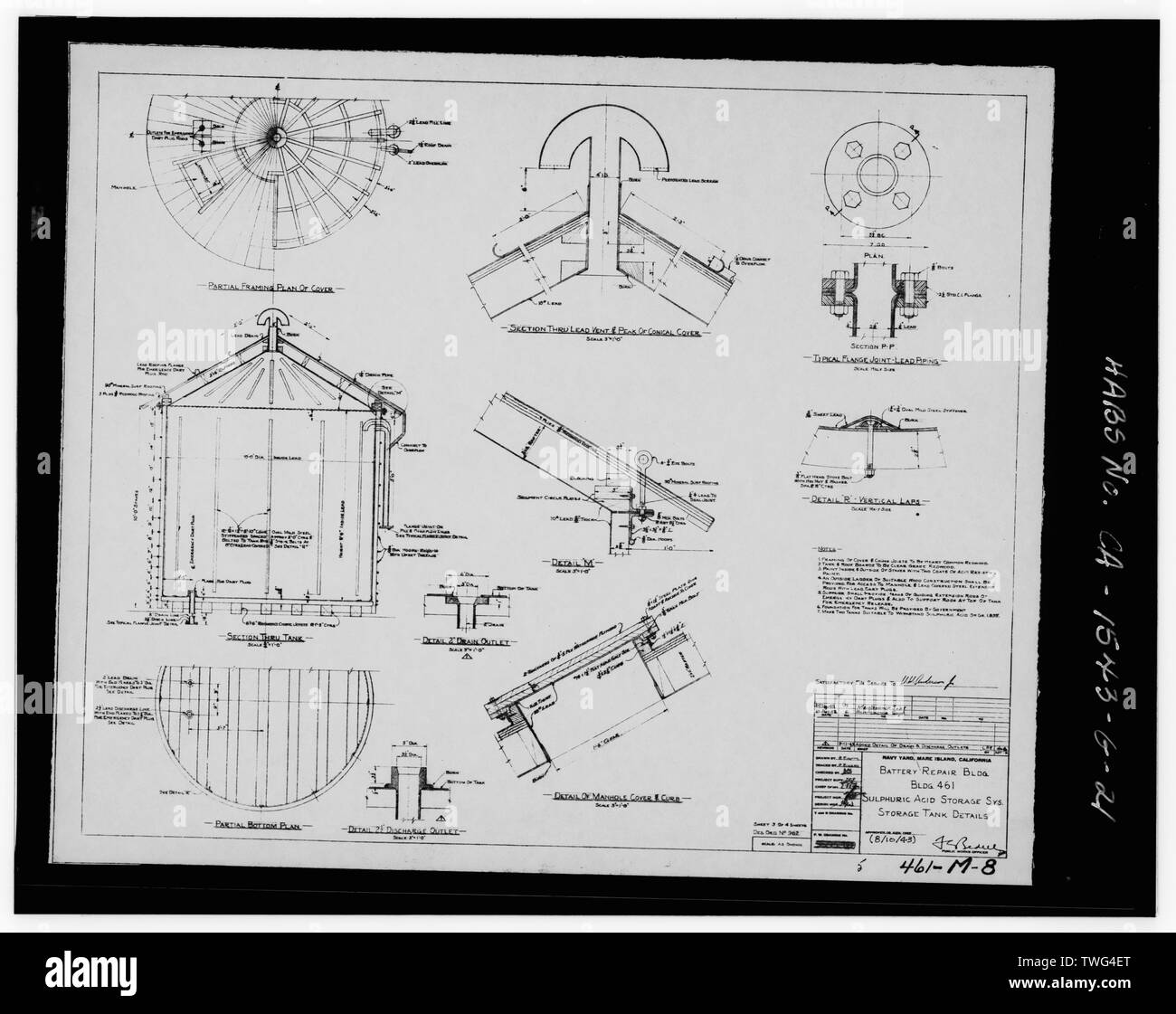 Public Works Department Drawing 461-M-8 (1943), 'Sulphuric Acid Storage ...