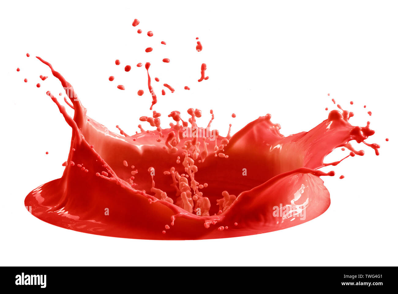 red paint splash isolated on white background Stock Photo - Alamy