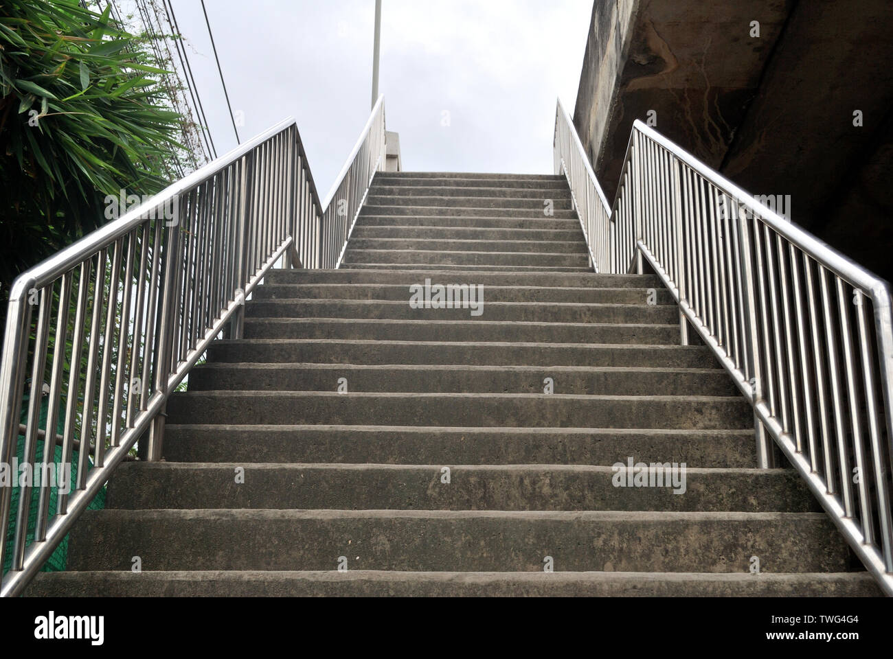 The stairs to the floating bridge that the handle is made of stainless ...