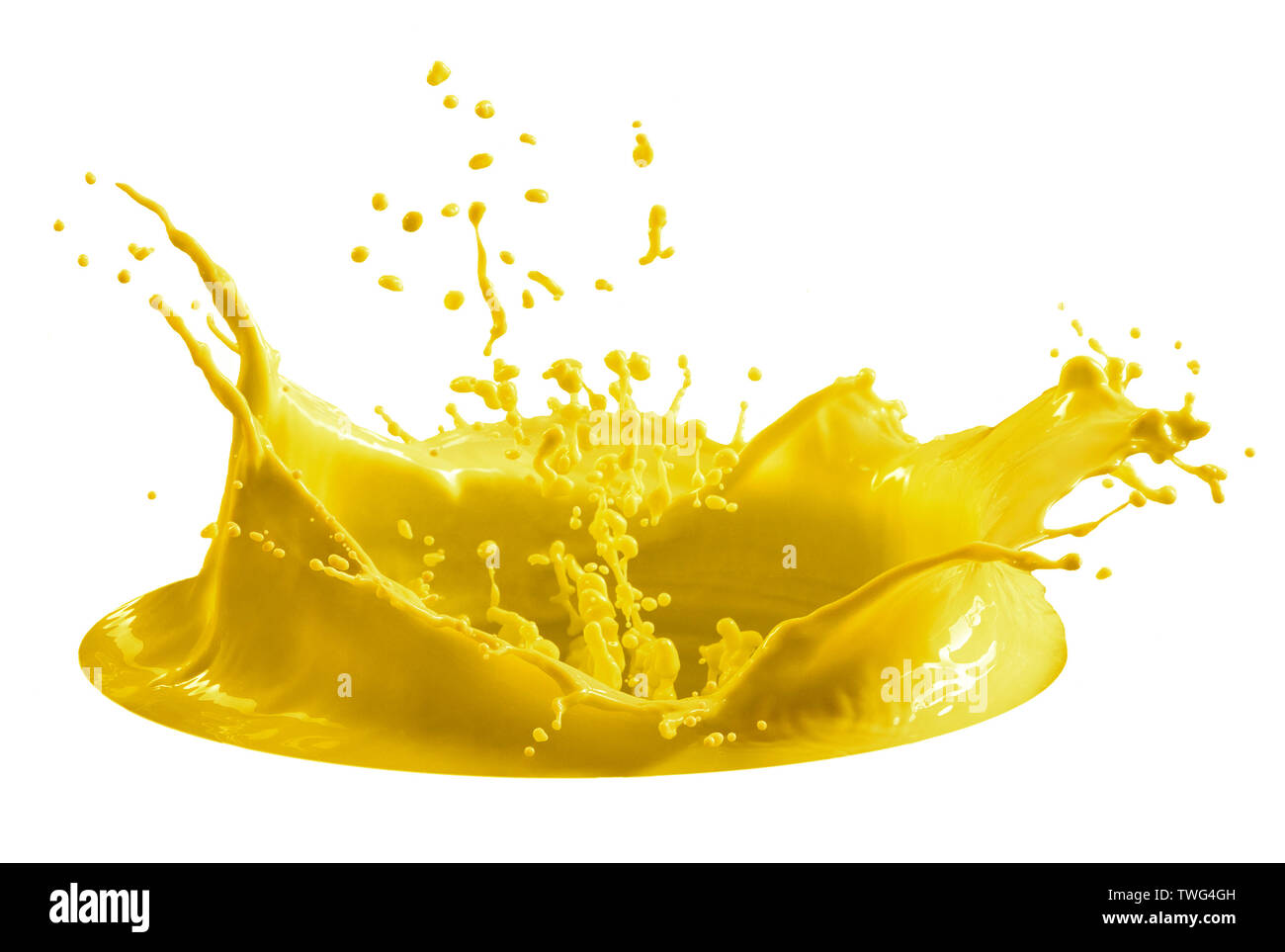 yellow paint splash isolated on white background Stock Photo - Alamy