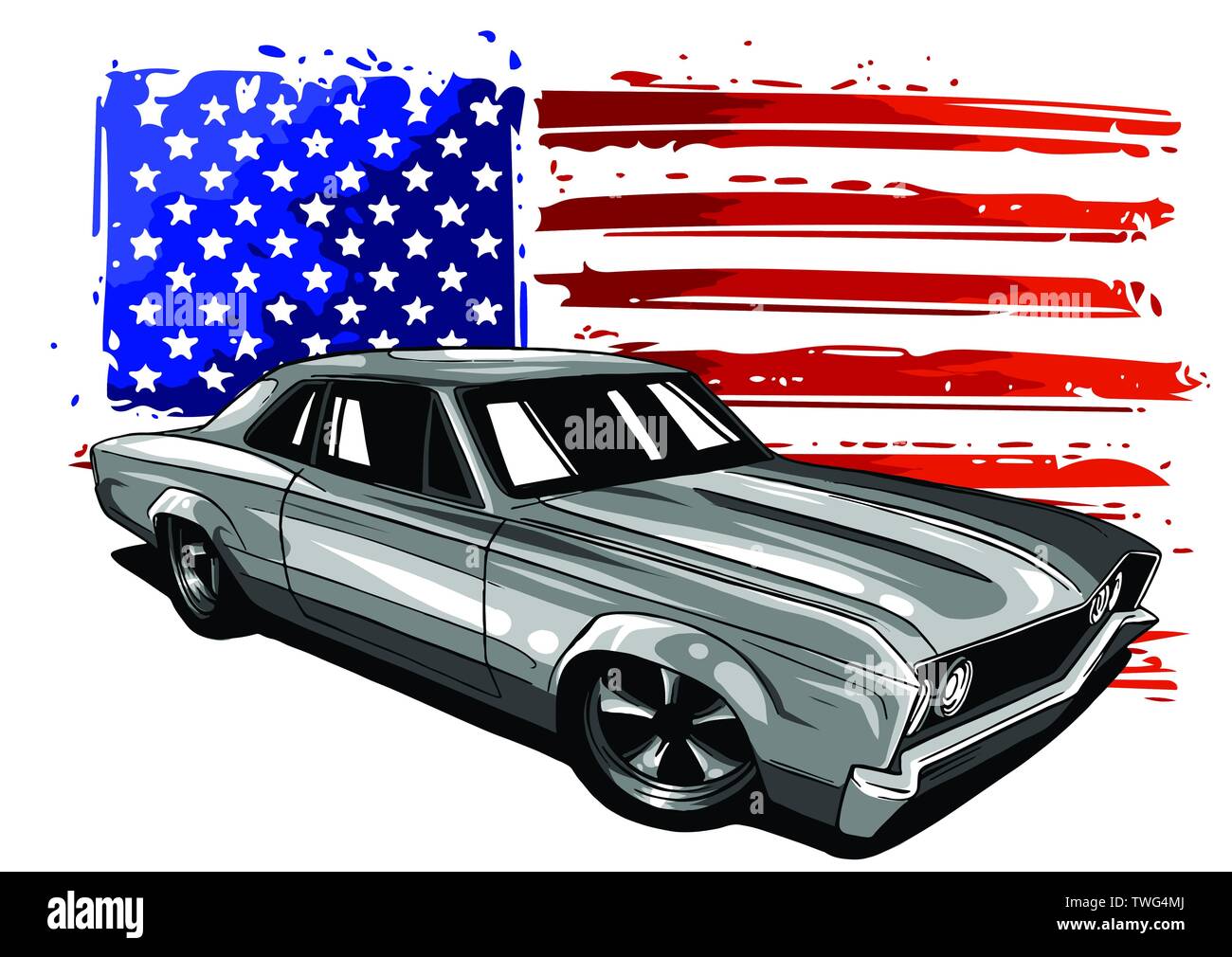 vector graphic design illustration of an American muscle car Stock ...