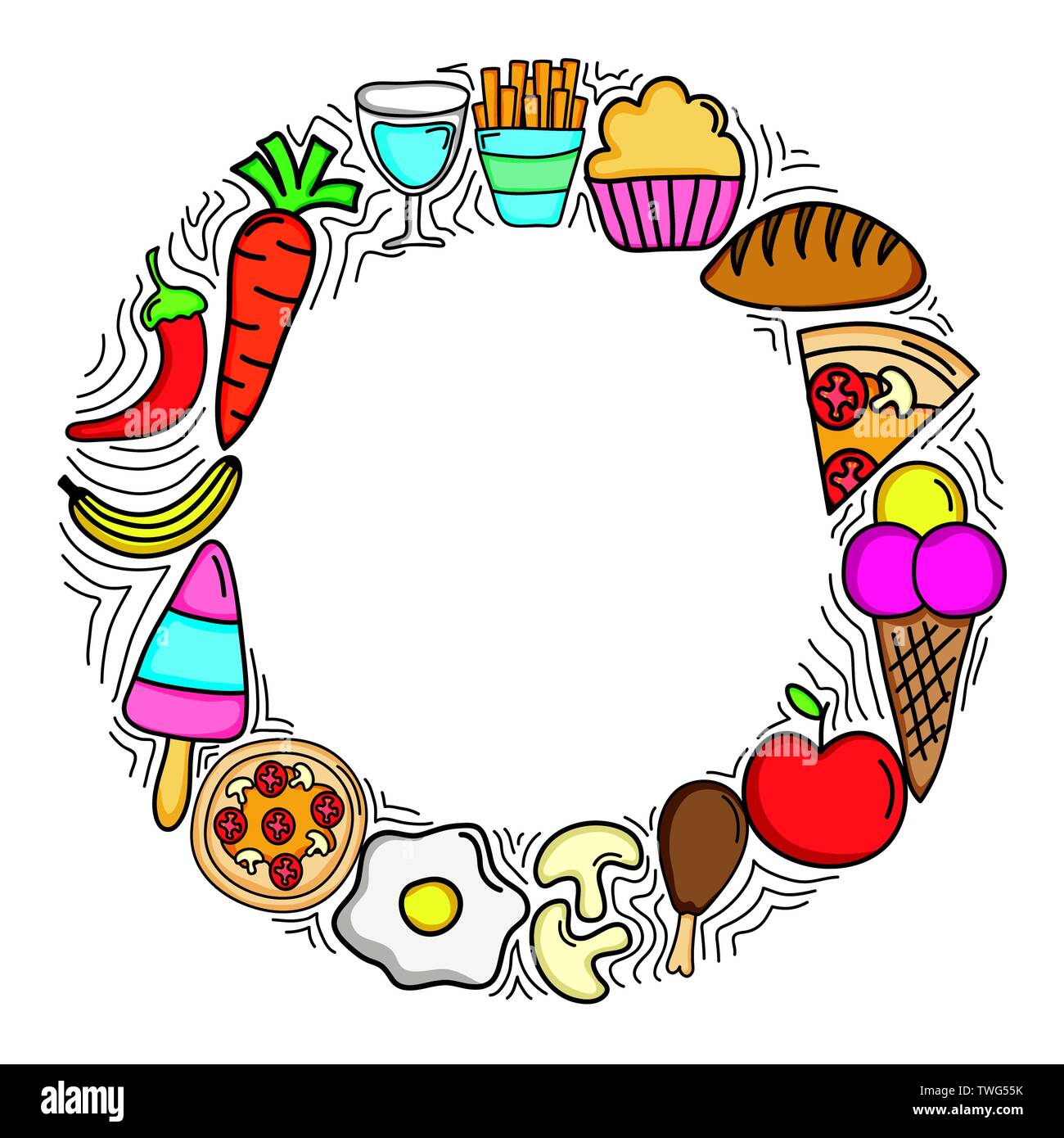 delicious food menu circular frame vector illustration design Stock ...
