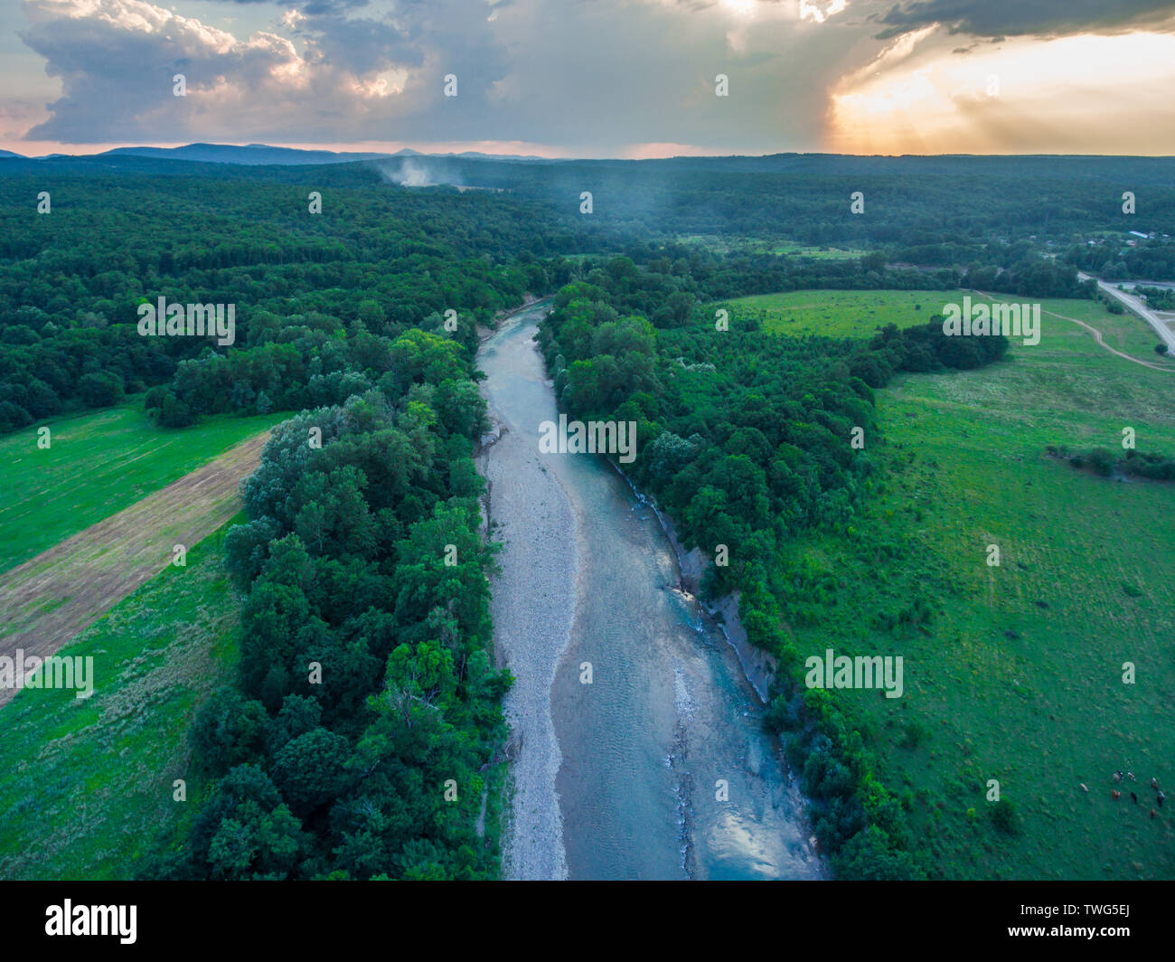 Aerial view natural landscape river hi-res stock photography and images ...