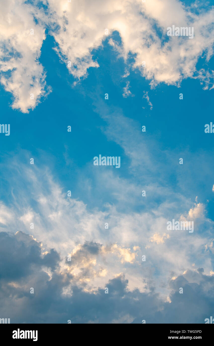 Blue sky background with gray clouds Stock Photo - Alamy