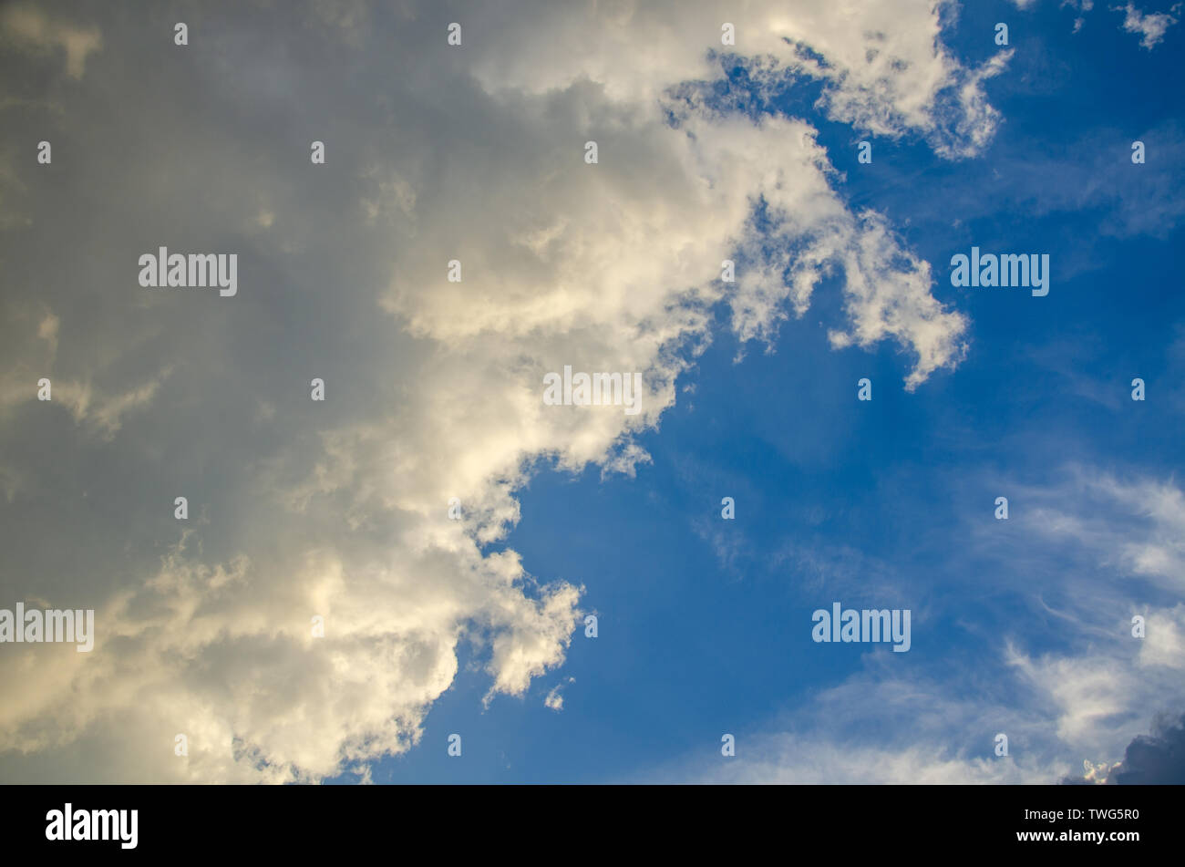 Blue sky background with gray clouds Stock Photo - Alamy