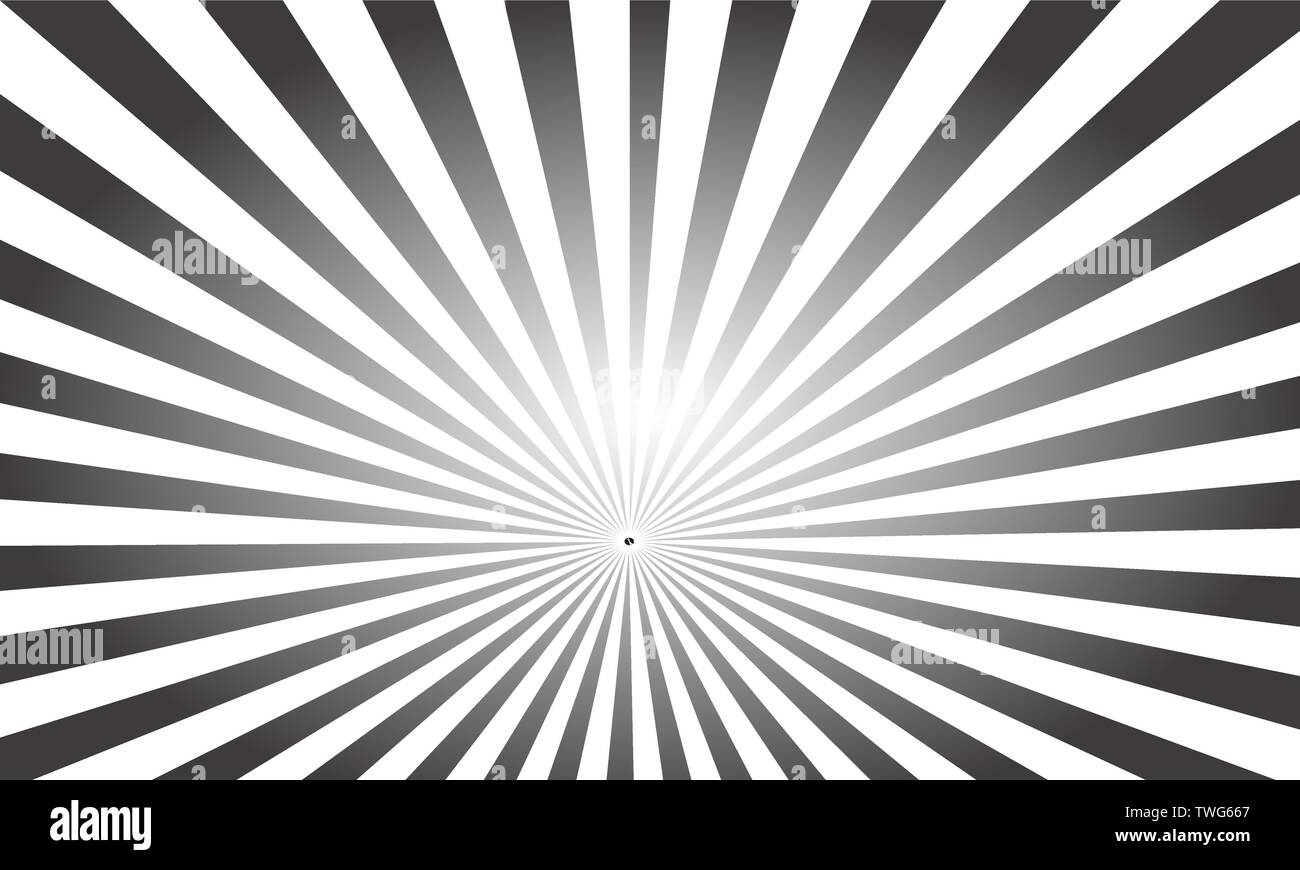 Vector pop art colorful rays background. White rays on a black ...