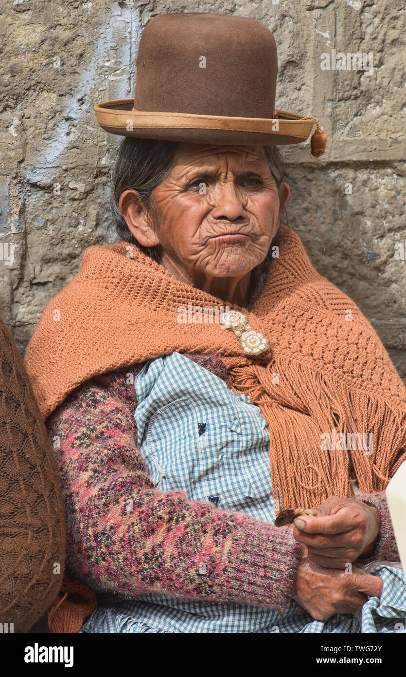 Traditional cholita at the Gran Poder Festival, La Paz, Bolivia Stock ...