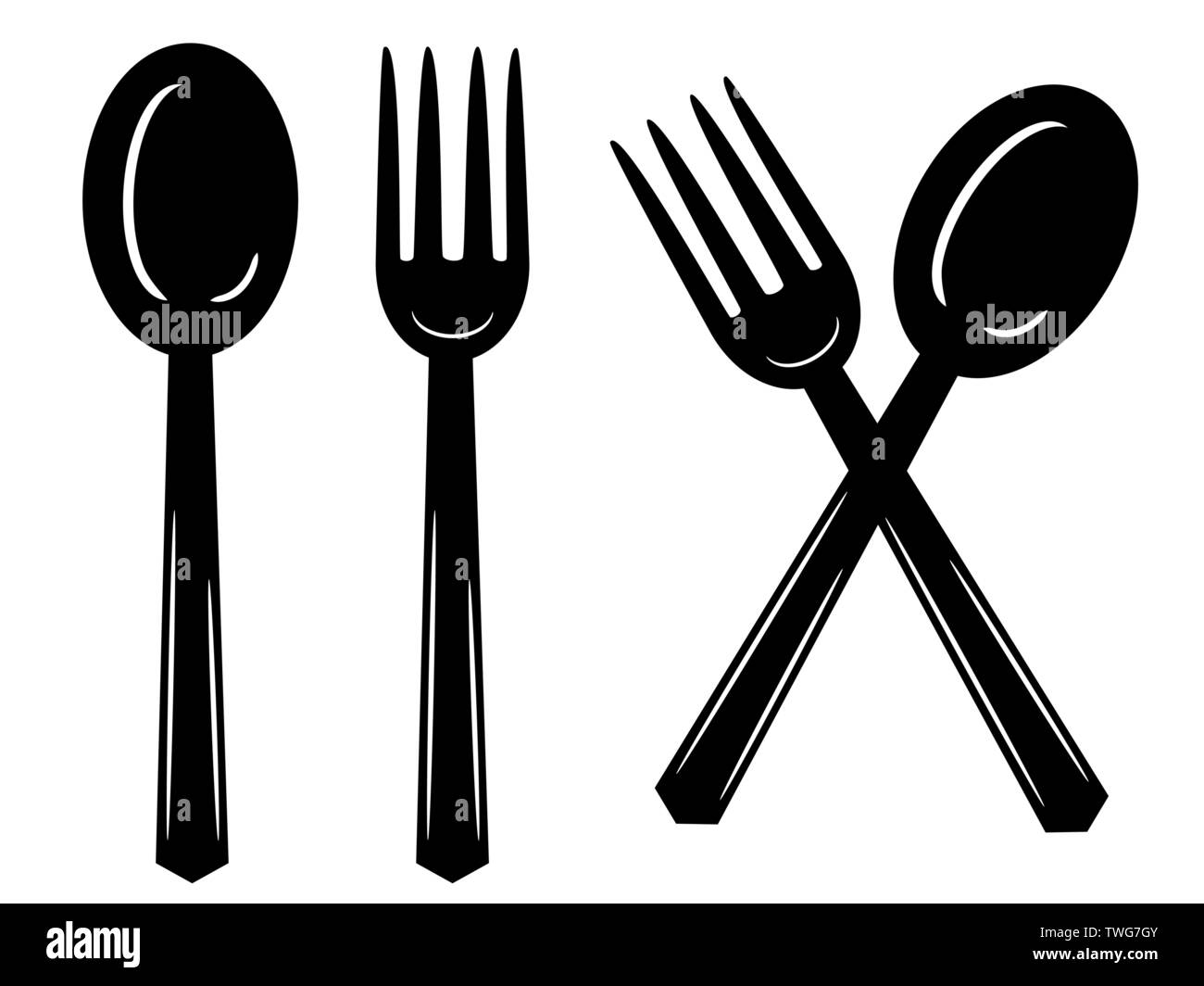 plate with spoon and fork icon illustration isolated sign symbol Stock ...