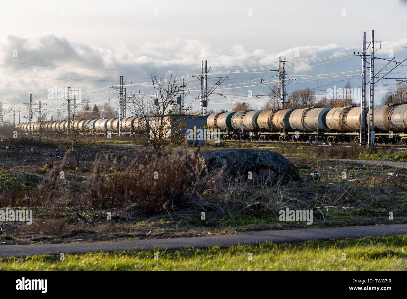 trailers of a freight train in the daytime Stock Photo - Alamy