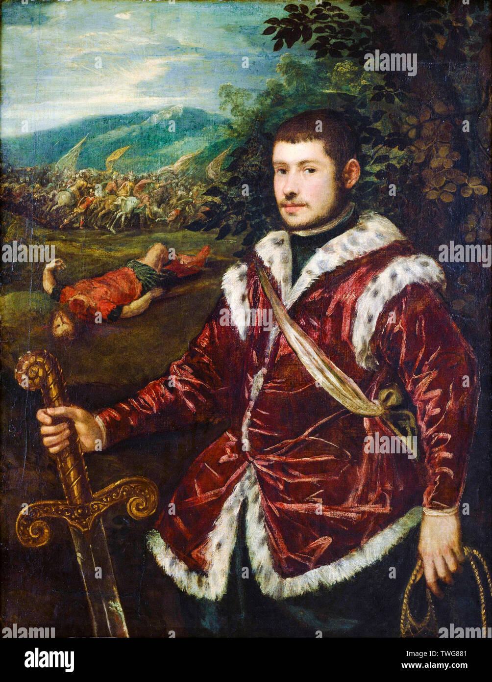 Jacopo Tintoretto, Portrait of a Young Man as David, portrait painting ...