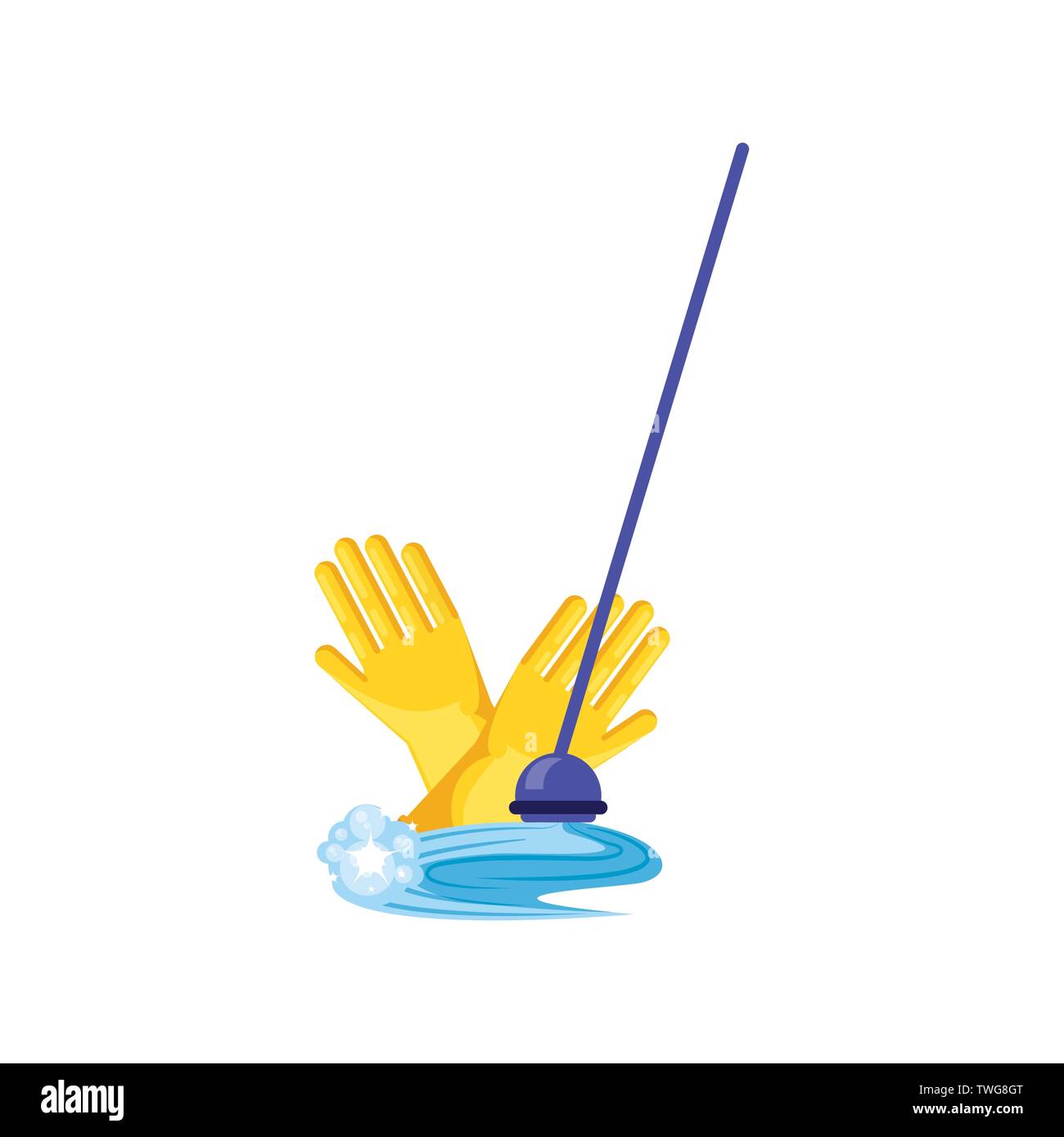 Cleaning gloves and mop design, Object home work hygiene equipment ...