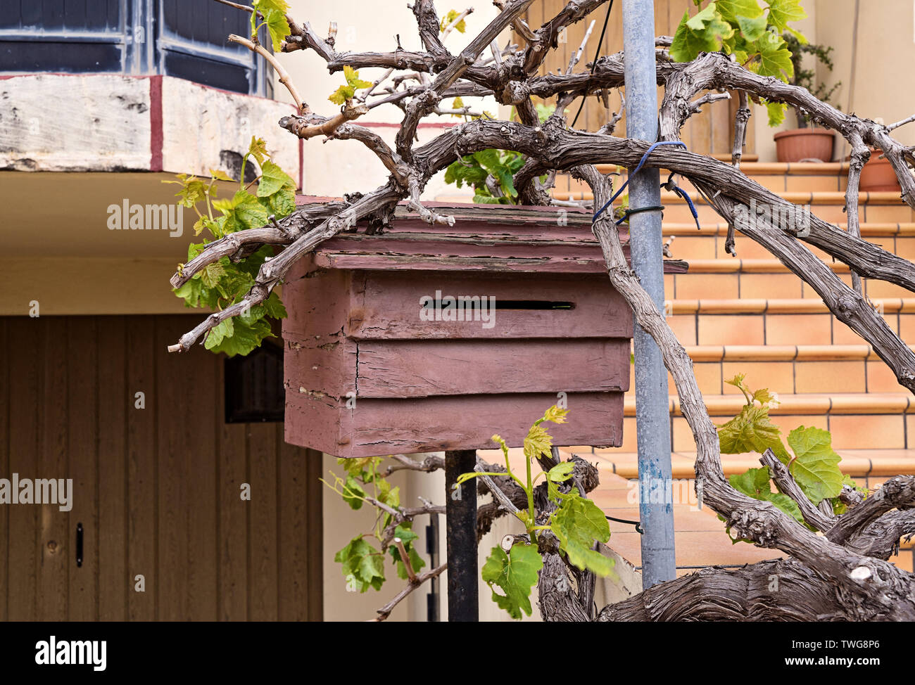 Cozy wooden mailbox outside for letter and newspapers Stock Photo - Alamy