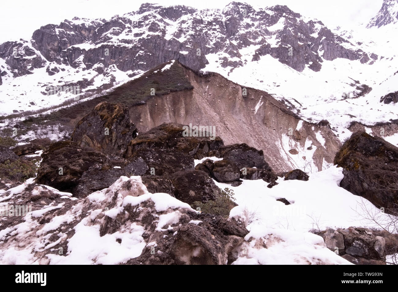 Landscape,snows,soil,erosion,land slide,Zero point highway,North Sikkim ...