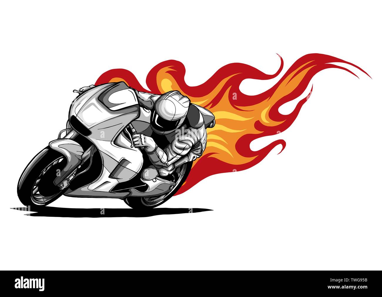 Fiery Sports Motorbike Racer Variation vector illustration Stock Vector ...