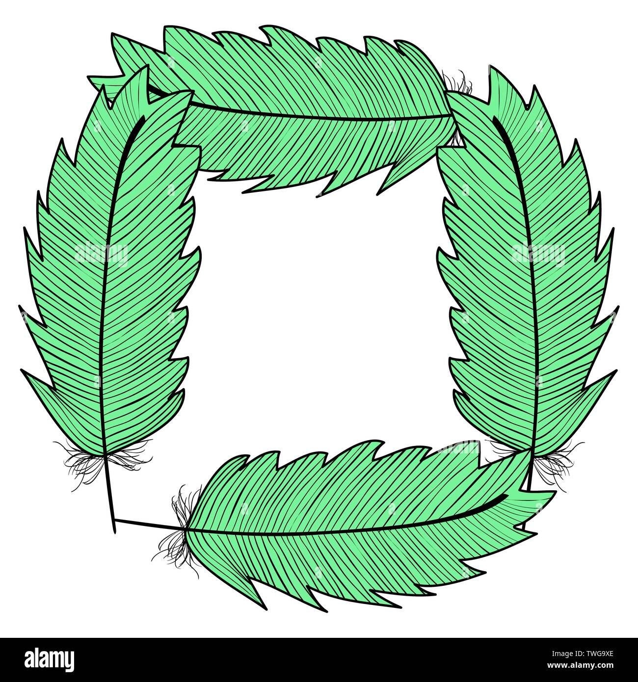 circular bohemian frame with feathers vector illustration design Stock ...