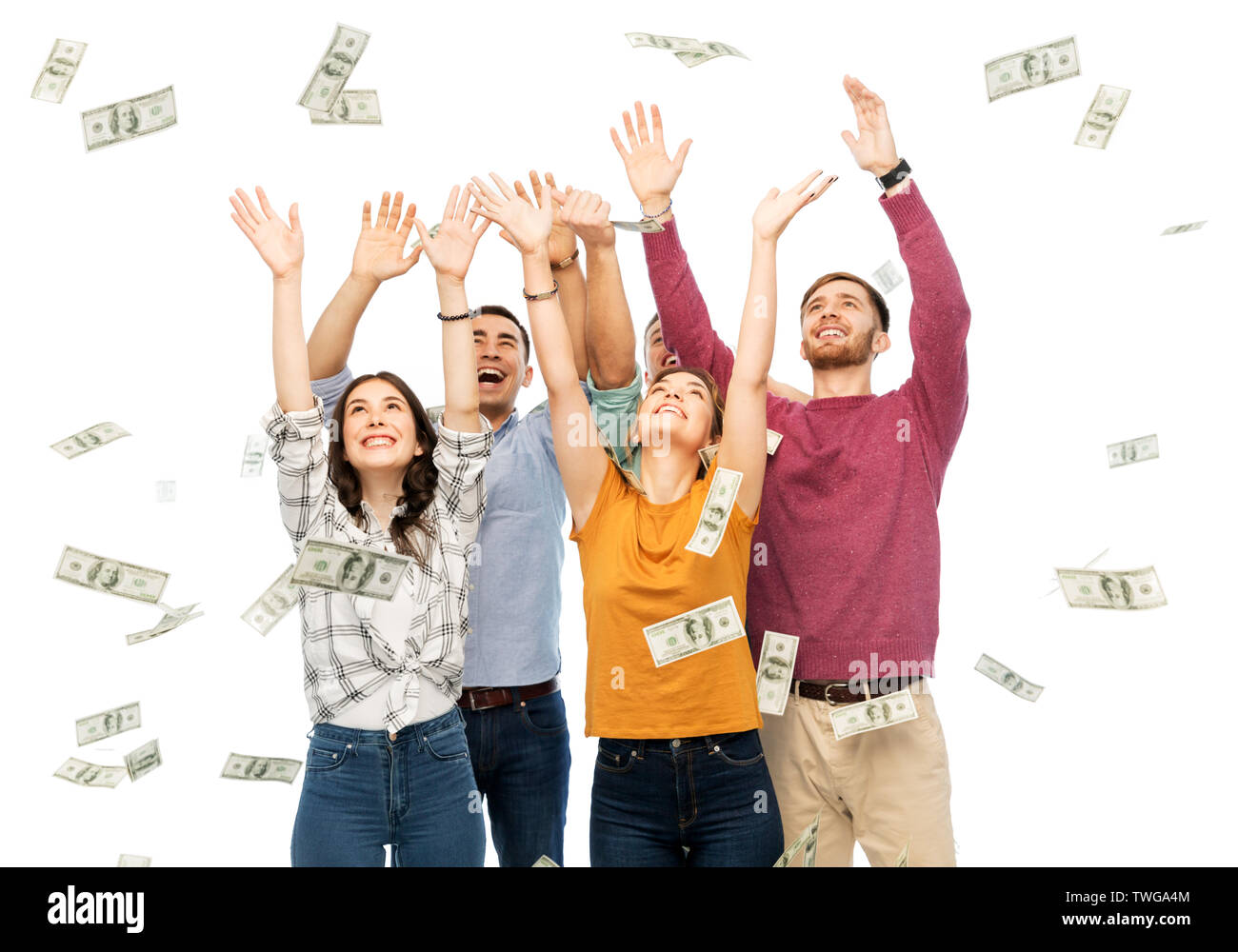 Picking up dollar woman hi-res stock photography and images - Alamy