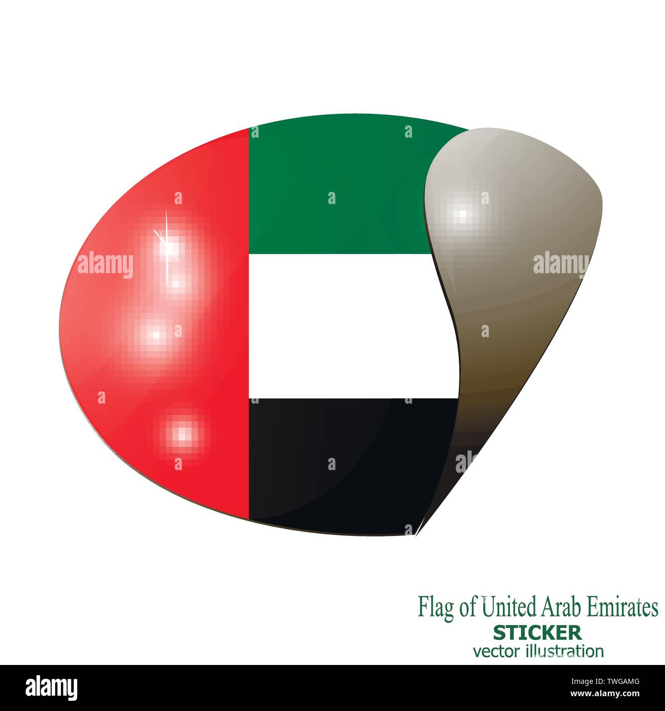 Bright sticker with flag of Arab Emirates. Illustration with flag for ...