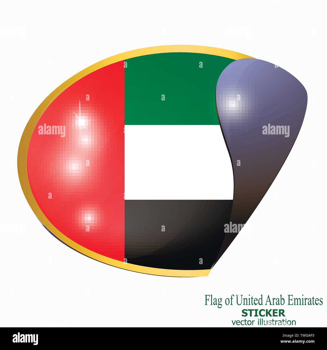 Bright sticker with flag of Arab Emirates. Illustration with flag for ...