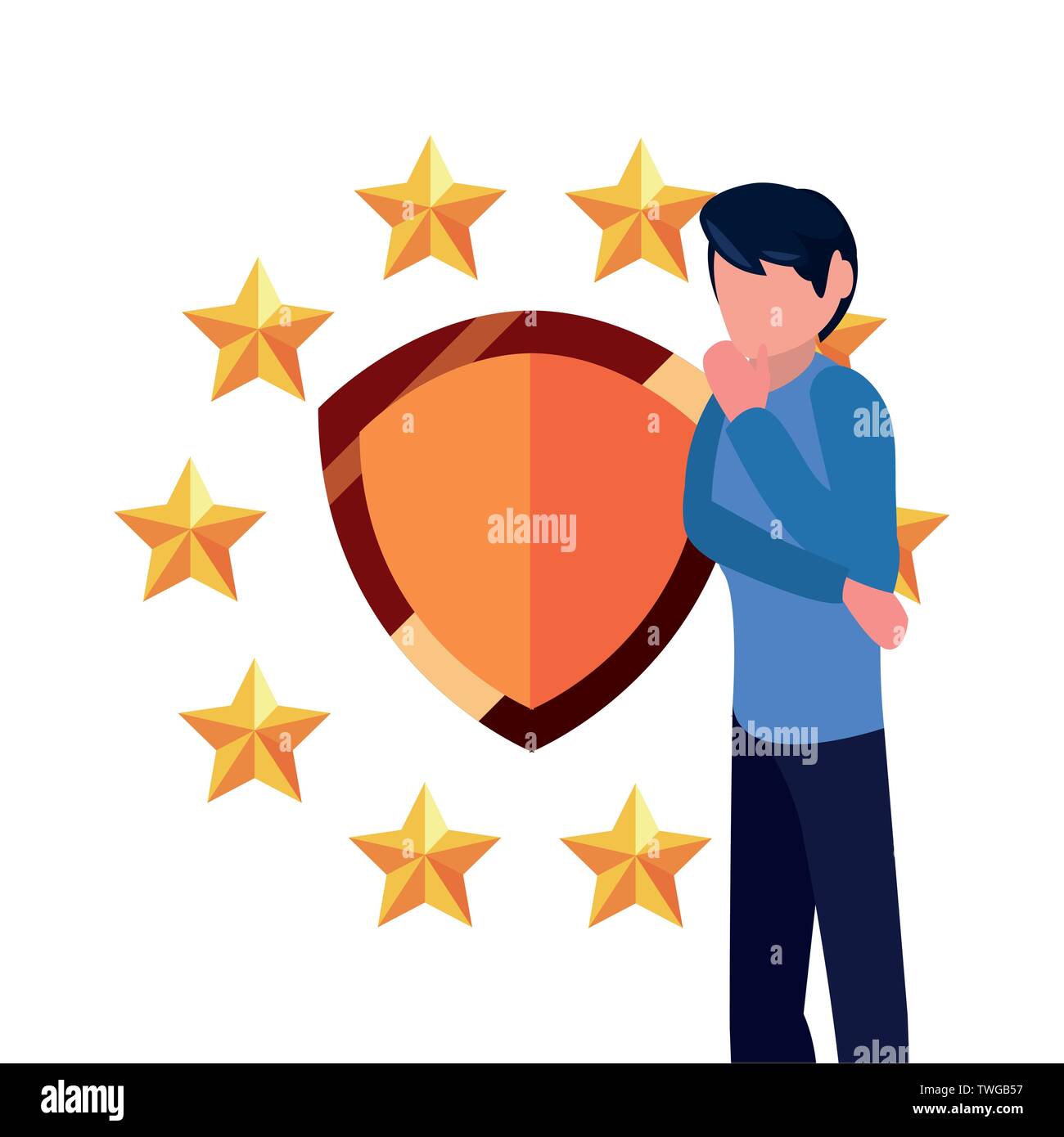 copyright of intellectual digital man shield protection vector ...