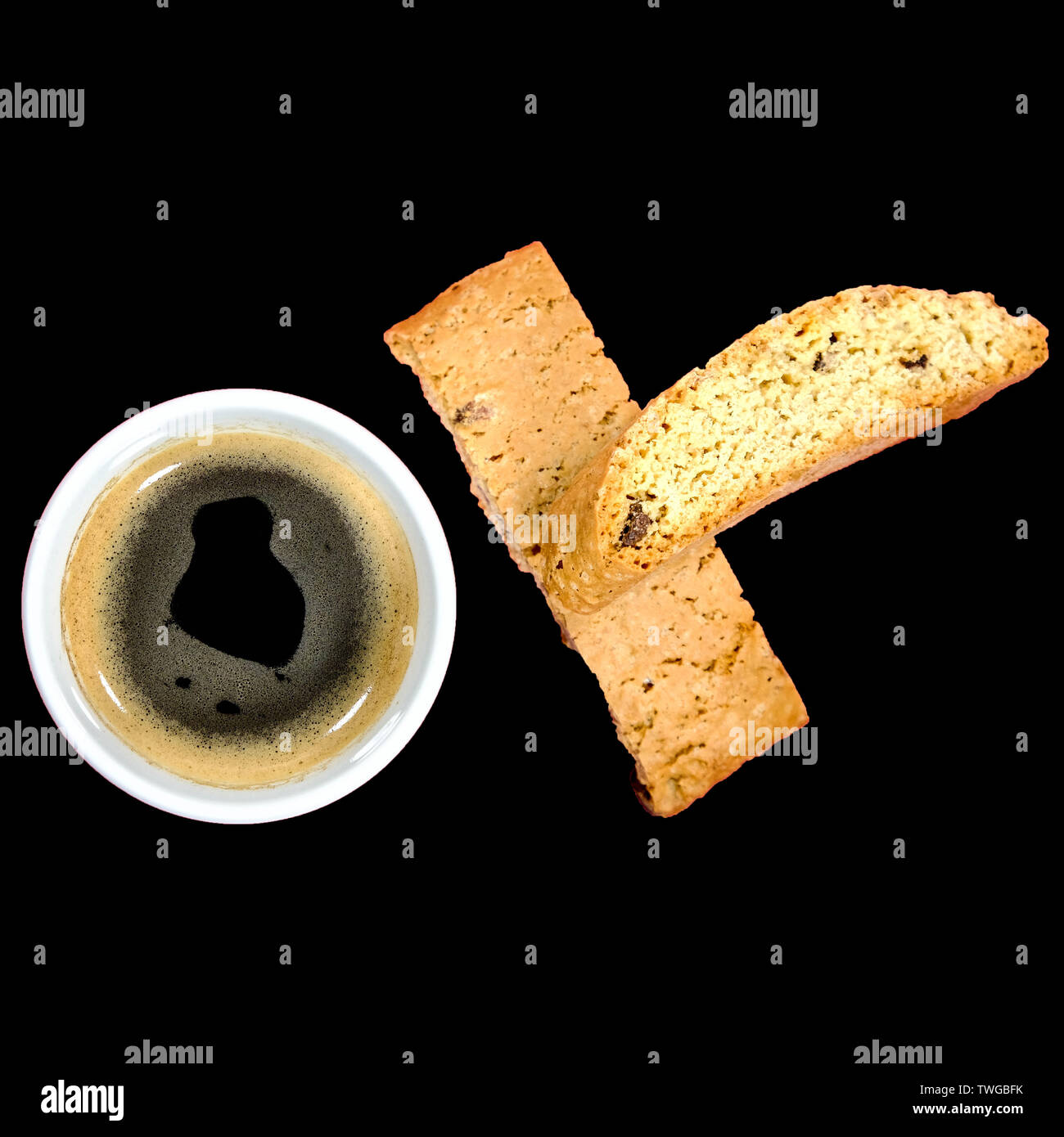 Cup of Strong Italian Espresso Coffee With Biscotti Biscuits Looking ...