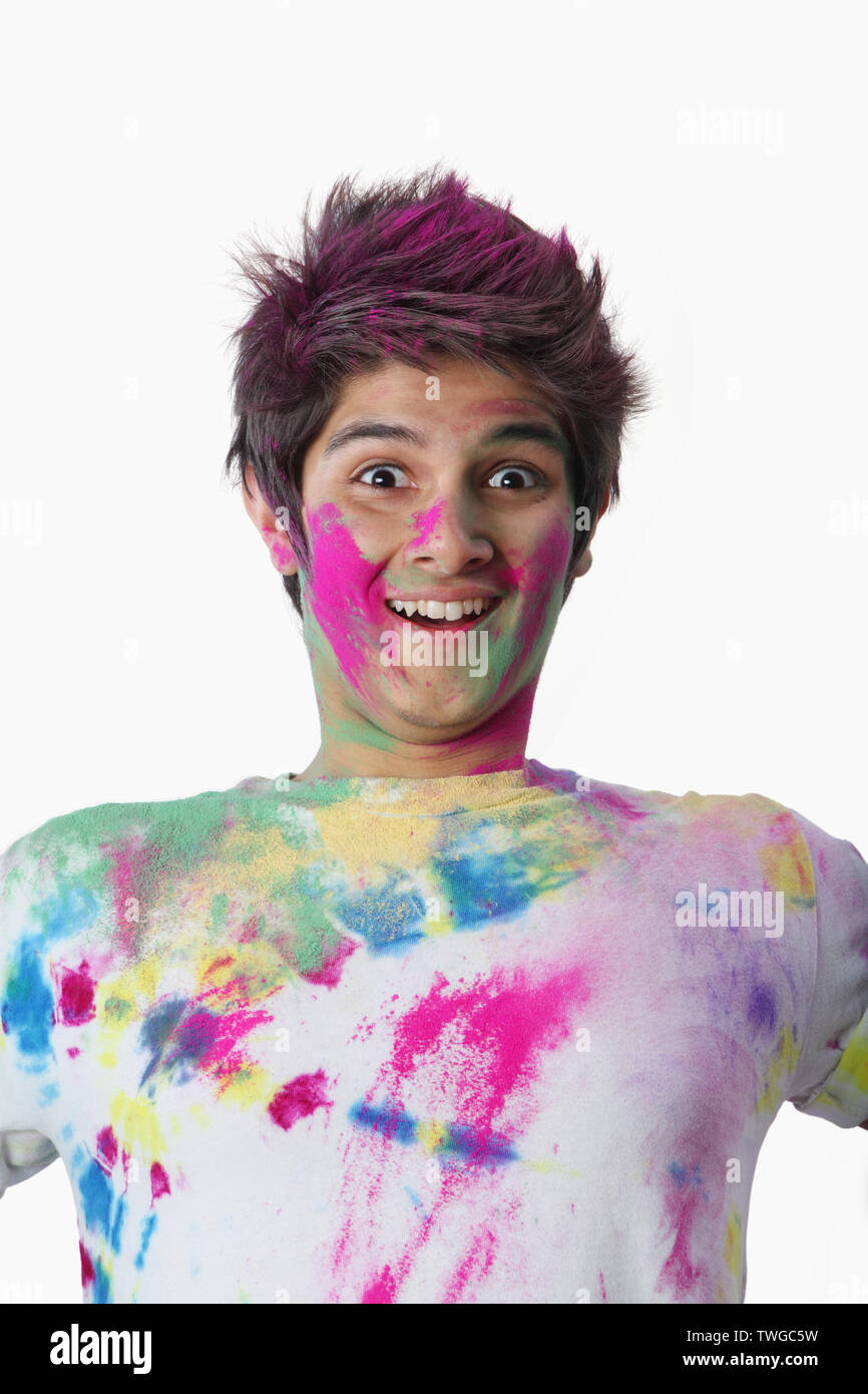 Man celebrating holi festival Stock Photo - Alamy