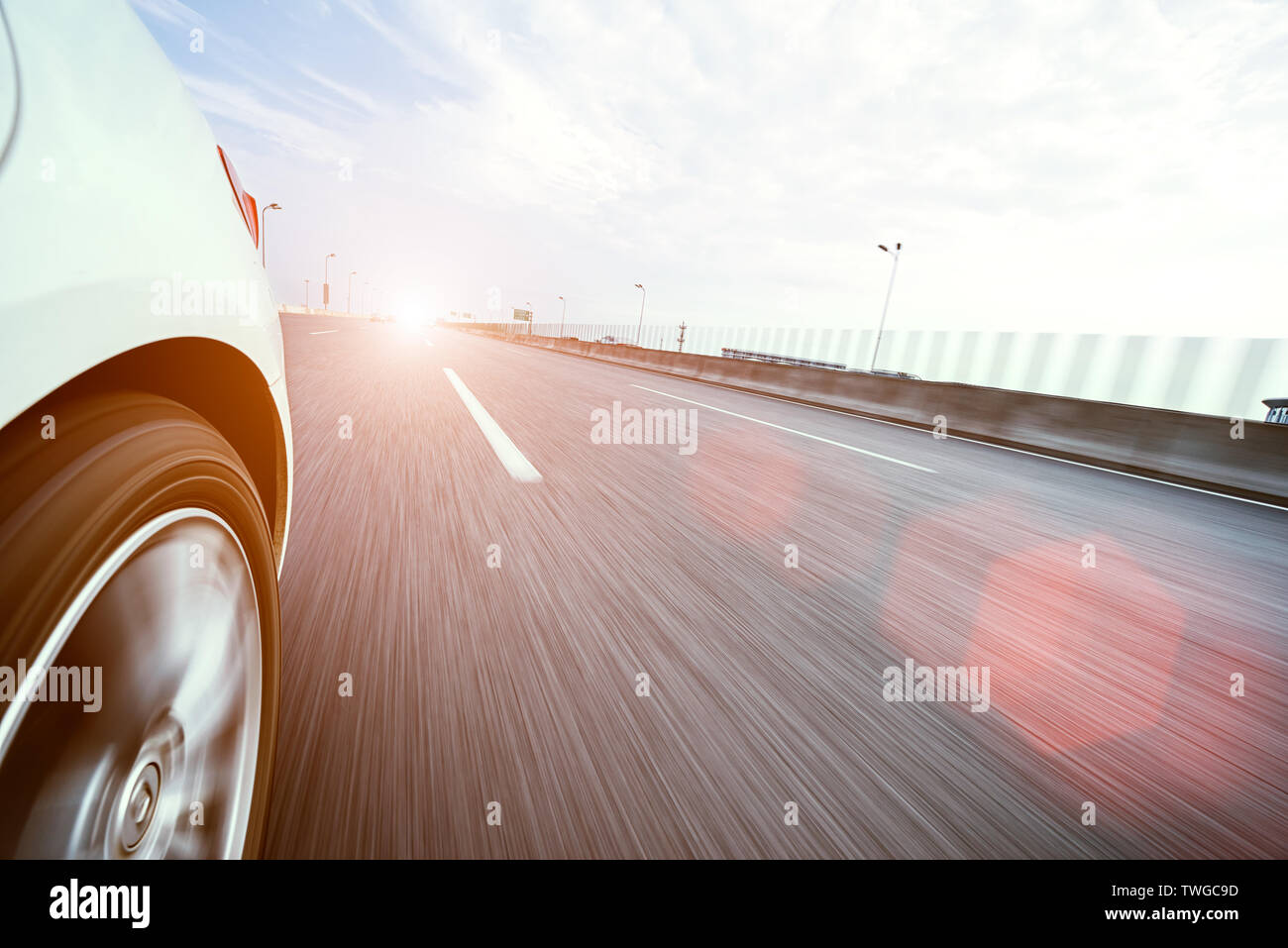 Back view of driving car Stock Photo - Alamy