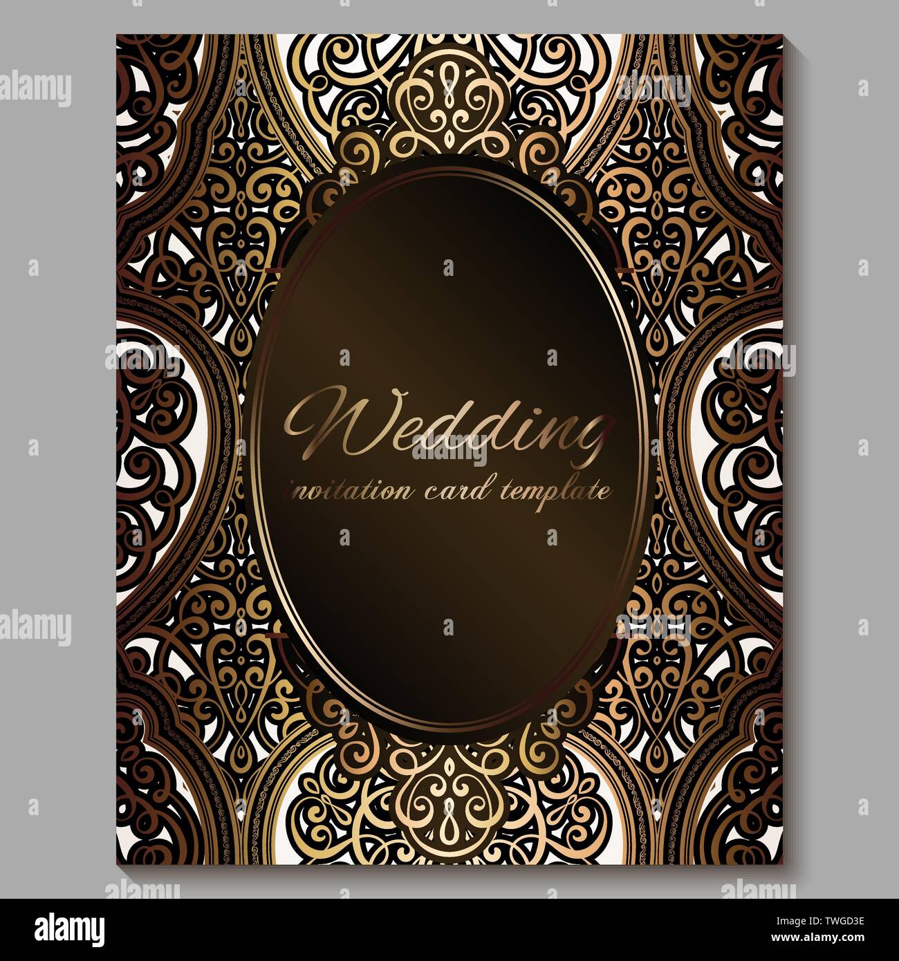 Wedding invitation card with gold shiny eastern and baroque rich ...