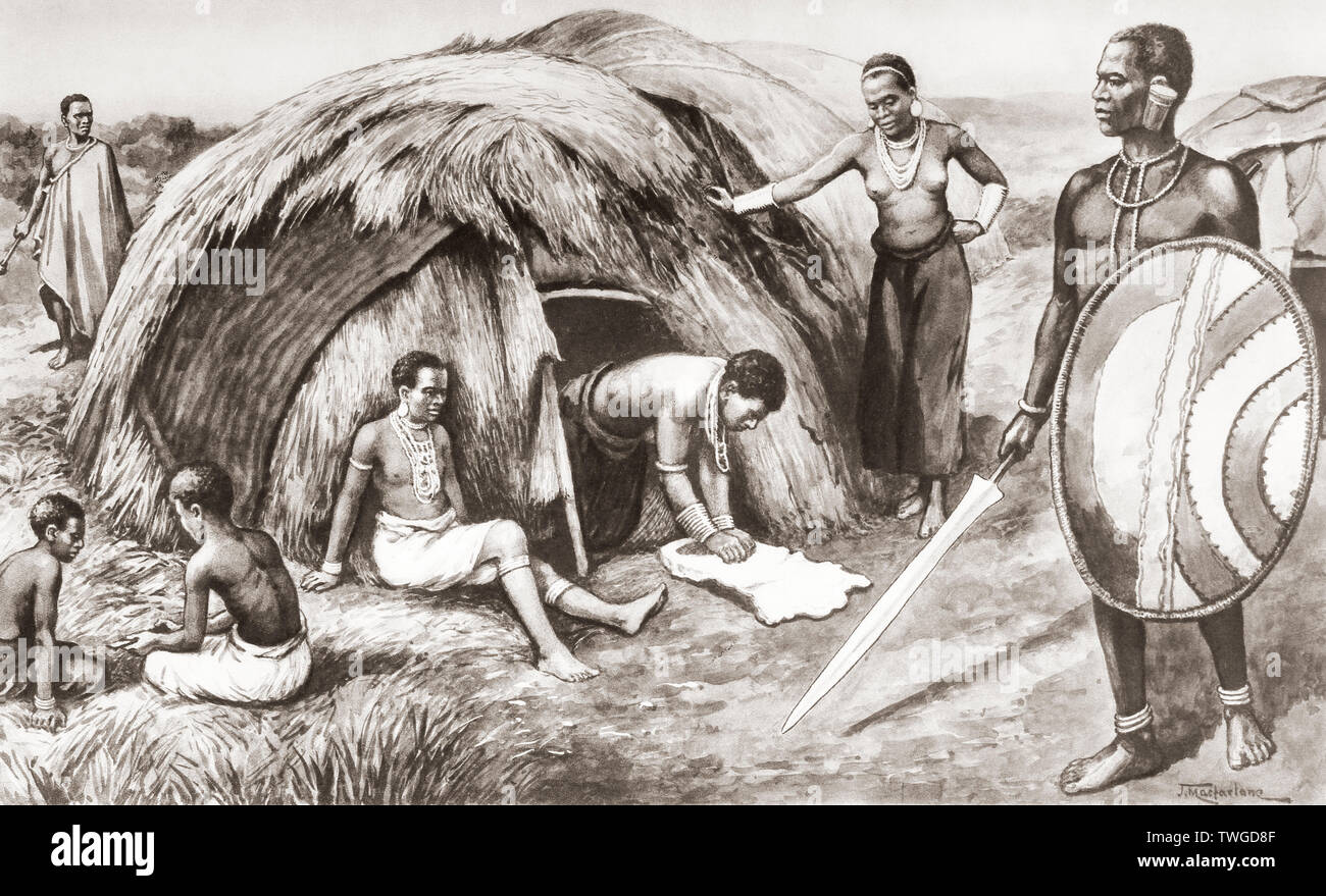 Native Wakamba family in Kenya, Africa. After a work by J. Macfarlane ...