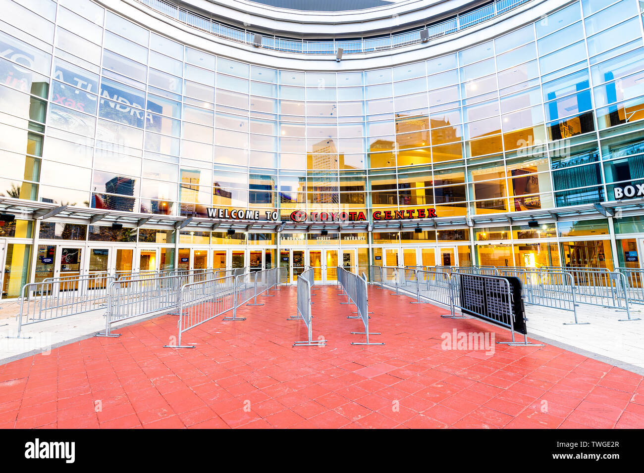The entrance to the NBA's Houston Rockets stadium, Toyota Center Stock ...