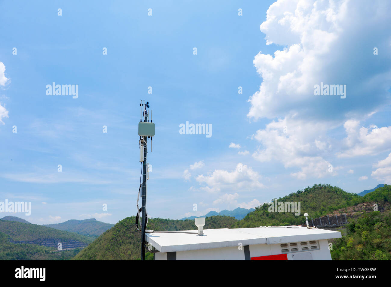 Weather detector , Meteorological Weather station for background Stock ...